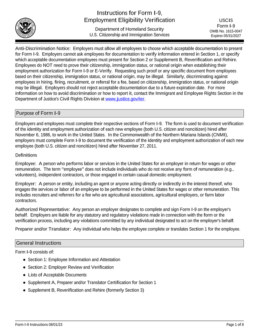 Form I 9 Instructions